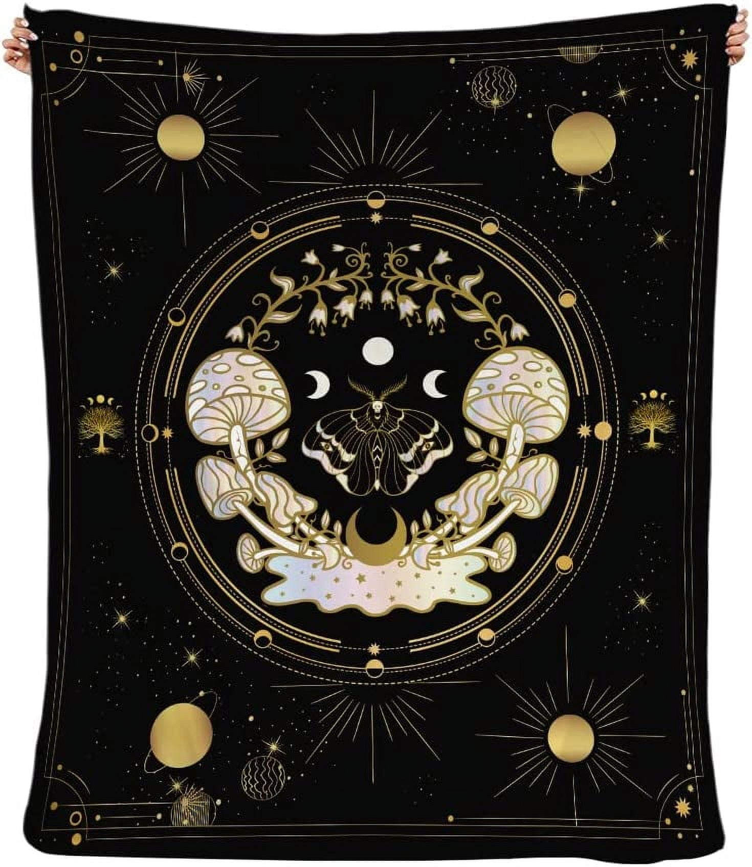Yibo Mushroom Hippie Decor Blanket Fuzzy Soft Plush Moth Gothic Witchy ...