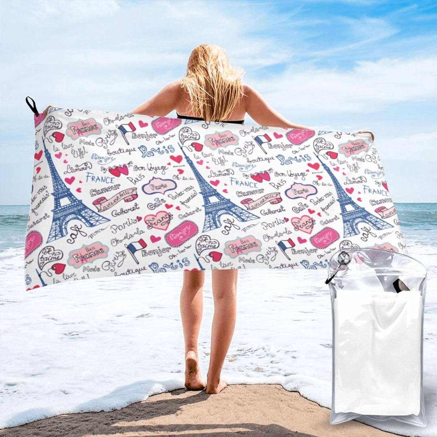 Yibo Paris Tower Beach Towel - Perfect for Travel, Swim, and Fitness ...