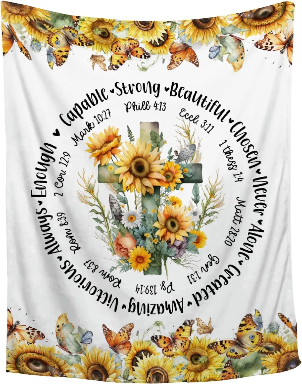 Yibo Prayer Blanket with Scripture Bible Verse Be Strong and Courageous ...