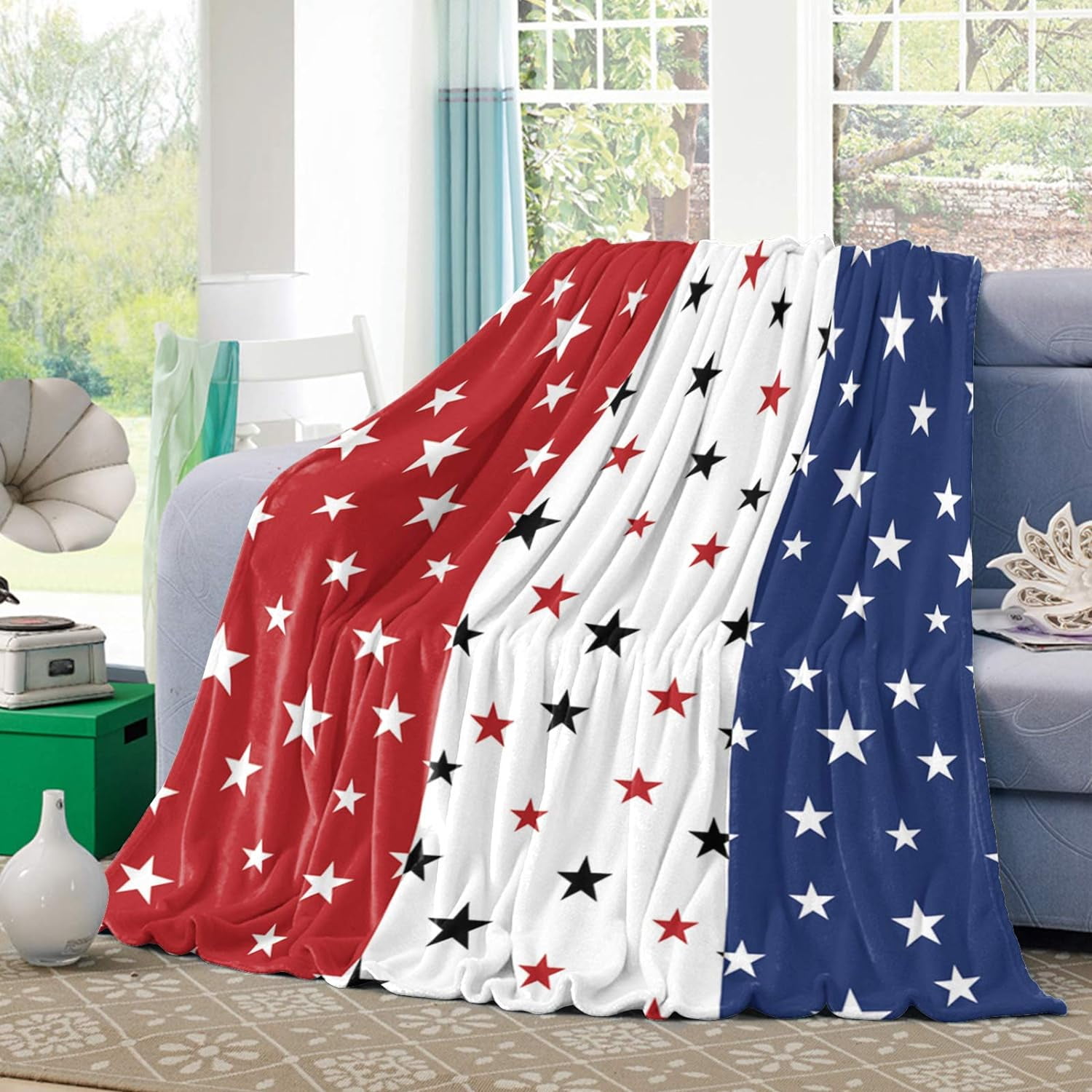 Yibo Red White Blue Blanket Flannel Soft and Comfortable Anti-static ...