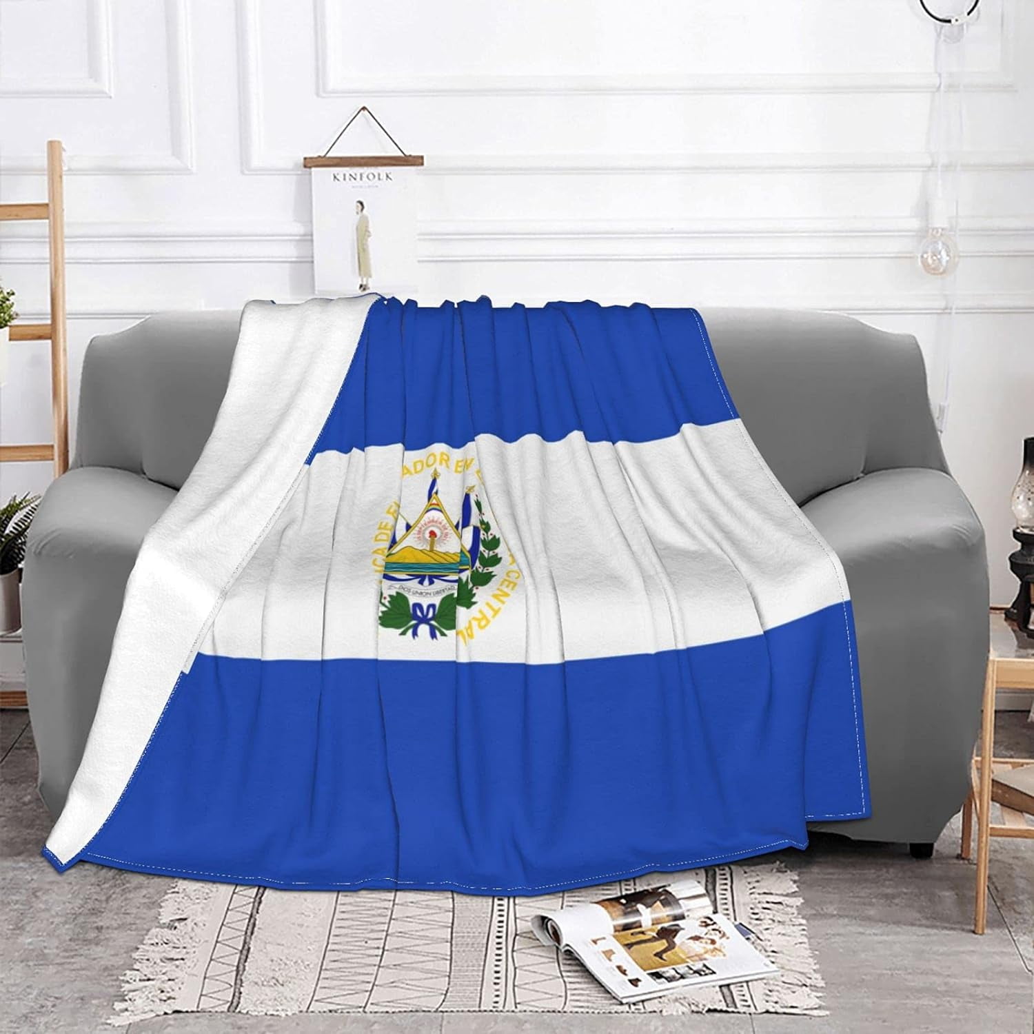 Yibo Retro Red and Blue Flags Blanket Flannel Soft and Comfortable Anti ...