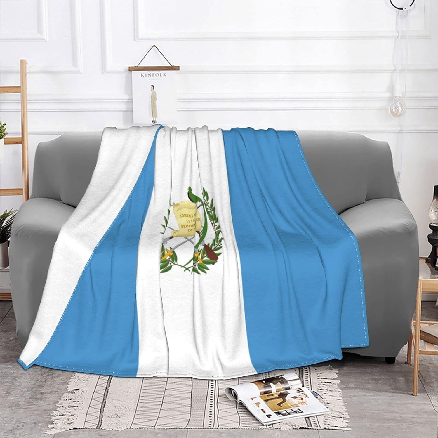 Yibo Retro Red and Blue Flags Blanket Flannel Soft and Comfortable Anti ...