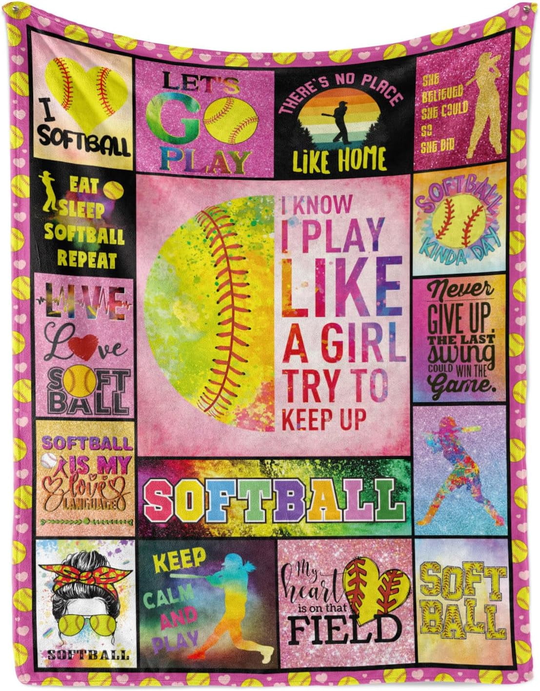 Yibo Softball Blanket Softball Gift for Girls Flannel Soft Warm Plush ...