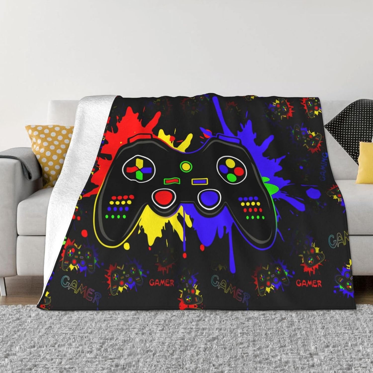 Yibo Video Game Over Controller Gifts Blanket Flannel Soft and ...