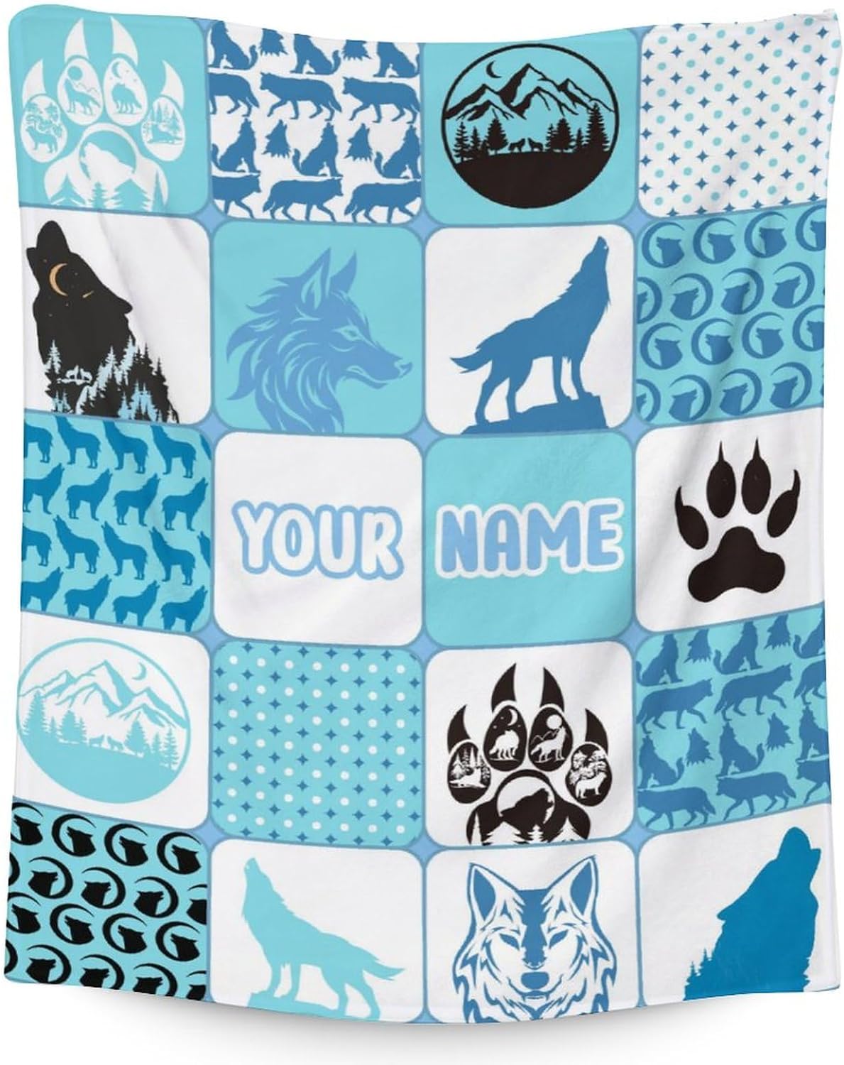 Yibo Wolf Blanket Gifts Cute Blanket for Kids Adults Blue Soft Fuzzy ...