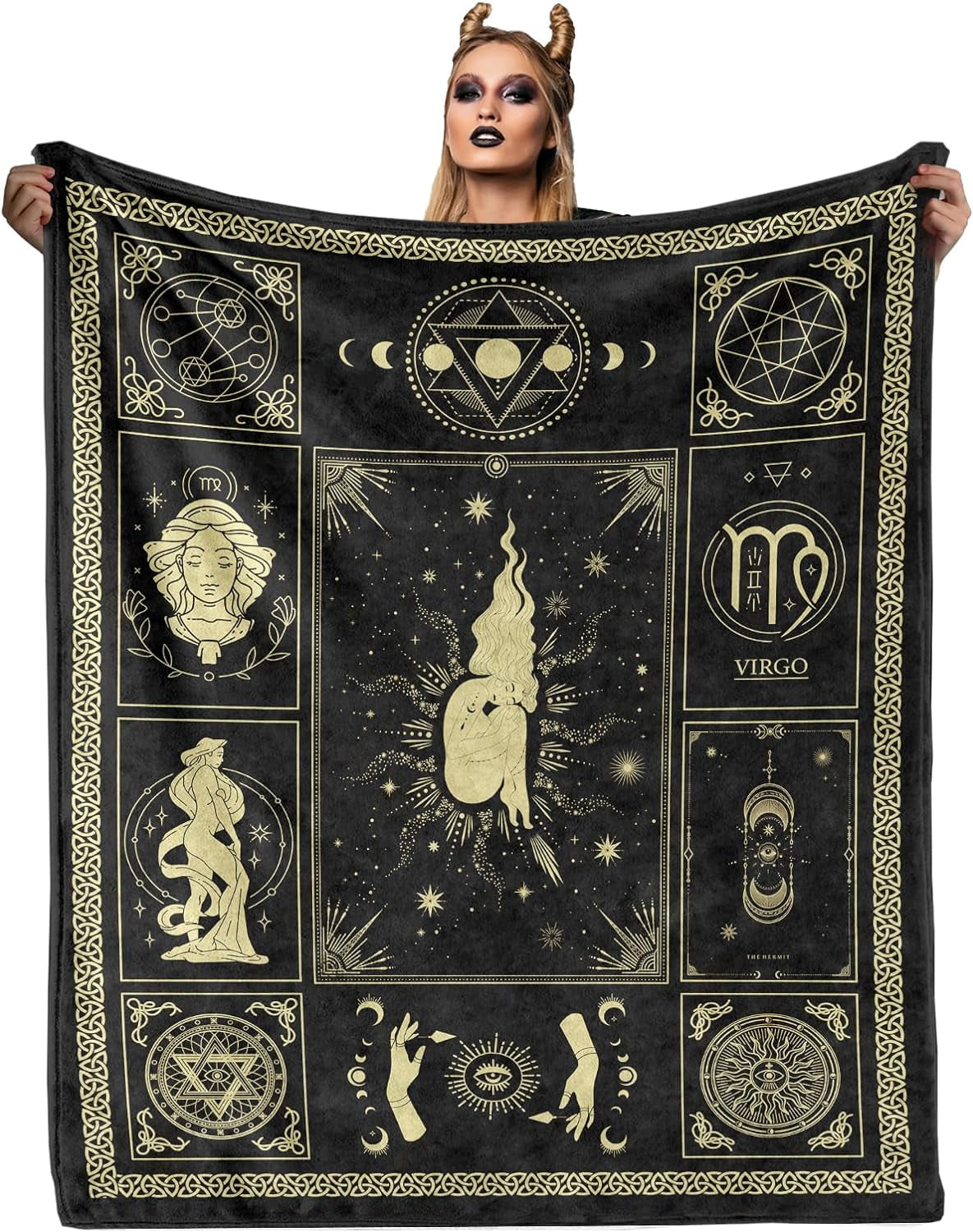 Yibo Zodiac Birthday Gifts for Women Witch Goth Sherpa Blanket ...