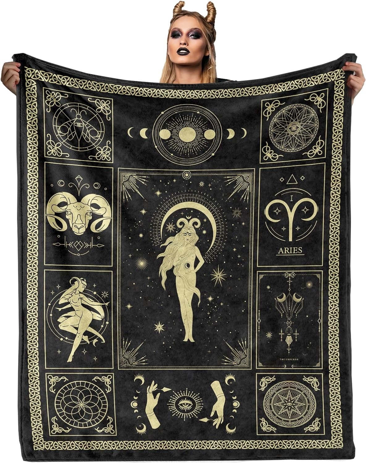 Yibo Zodiac Birthday Gifts for Women Witch Goth Sherpa Blanket ...