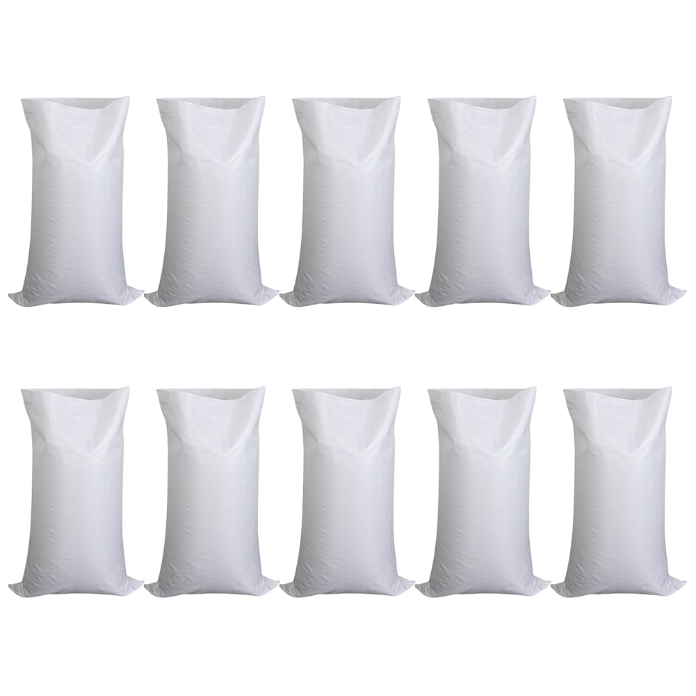Yibooy 10PCS Sand Bags for Flooding,White Sand Bags,Heavy Duty Woven ...