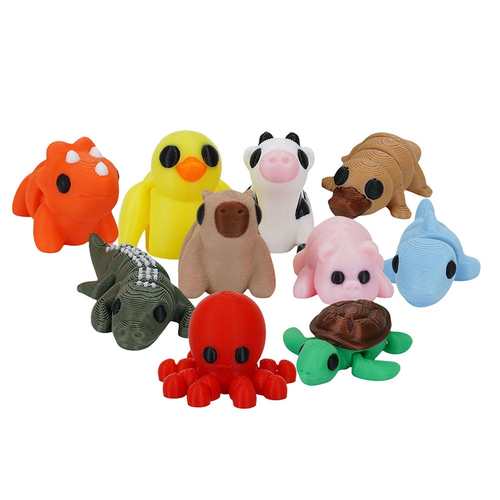 Yibooy 10pcs 3D Printed Mini Animals Toys Adorable Small Animal Figures ...