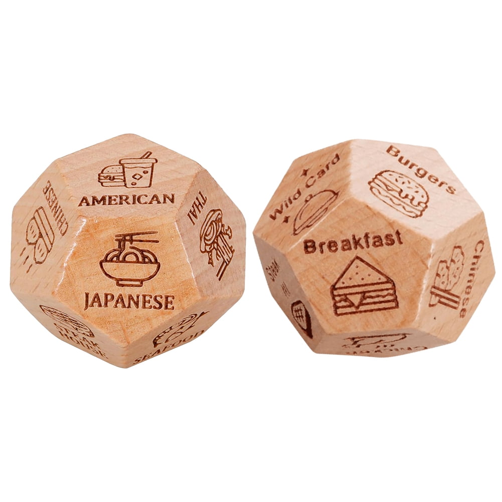 Yibooy 2Pcs Dinner Food Dice Wooden Couples Food Decider Valentines ...