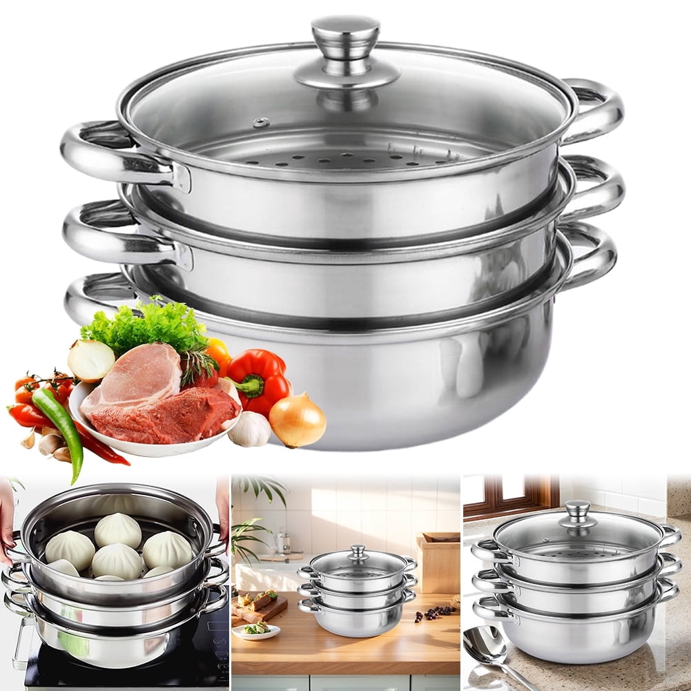 Yibooy 3 Tier Steamer Pot with Lid Stainless Steel Steamer for ...