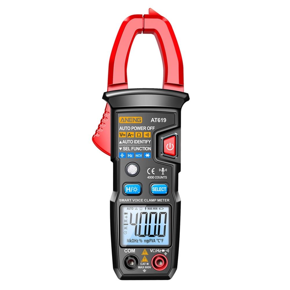 Yibooy AT619 Ammeter Clamp Meter 4000 Counts Measurement Tools(Red ...