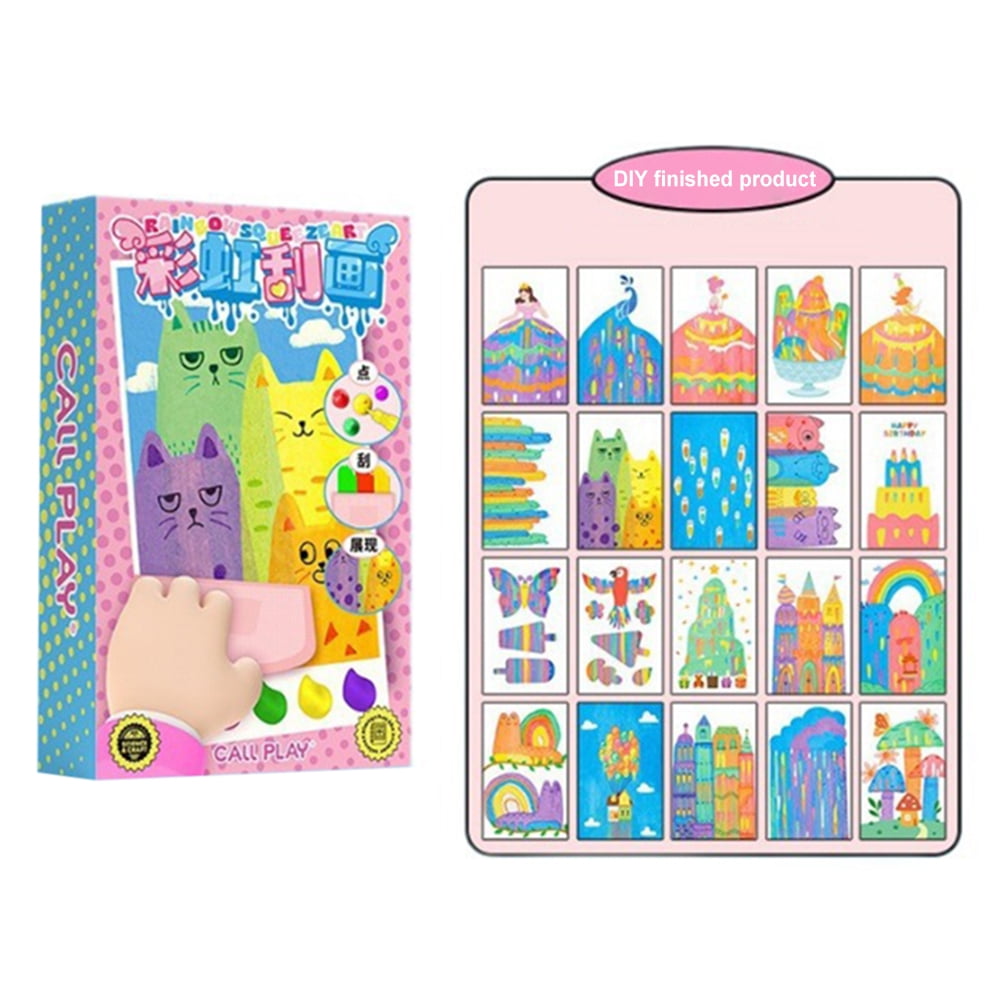 Yibooy Squeegee Art Kids Paint Kit Dot Painting Art Kits Drawing Papers ...