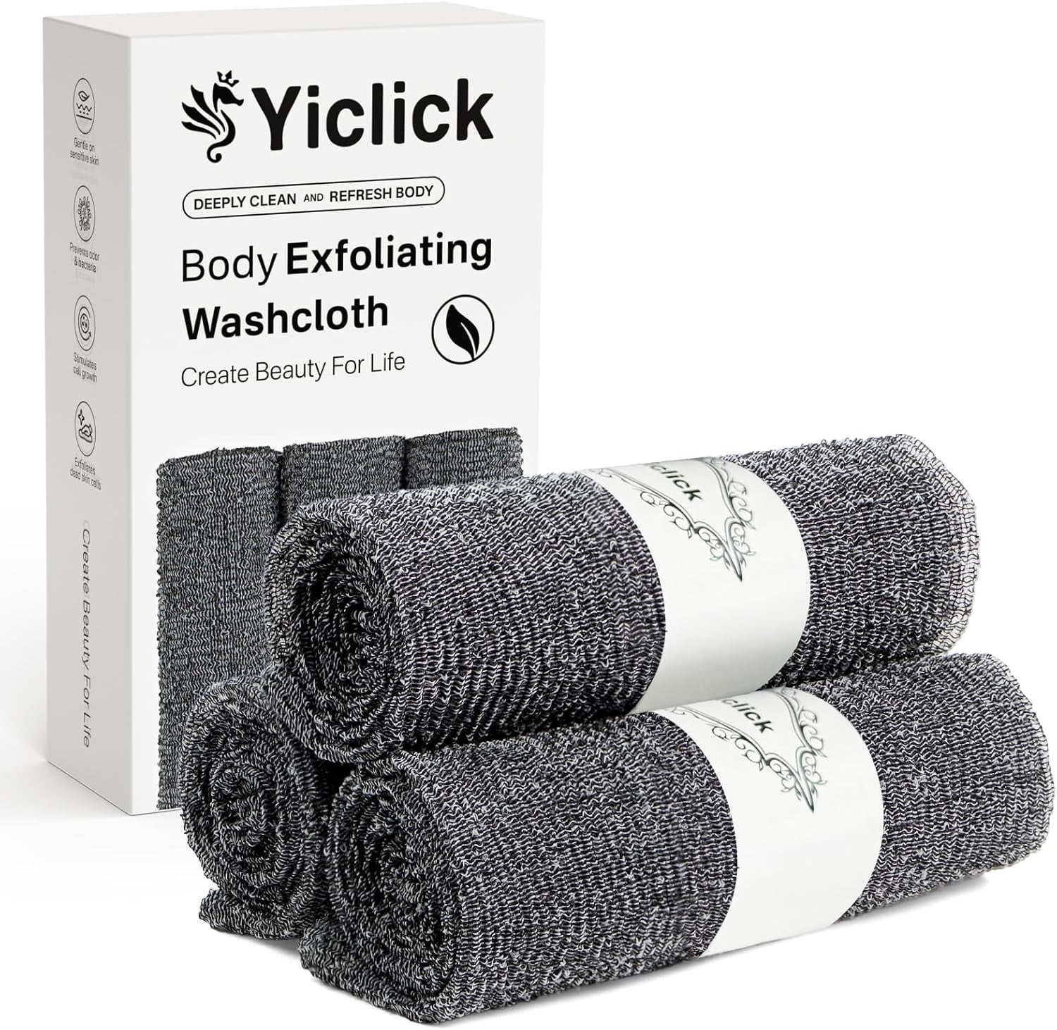 Yiclick Exfoliating Washcloth Towel [3 Pack], Japanese Exfoliating Bath ...