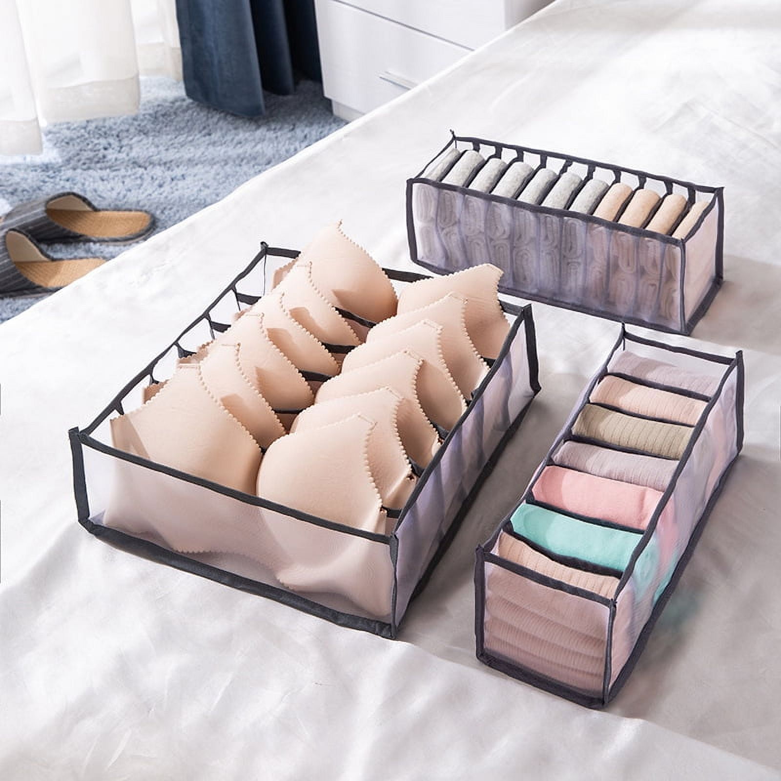 Yidarton Fabric Underwear Drawer Storage Box Household Grid Socks ...