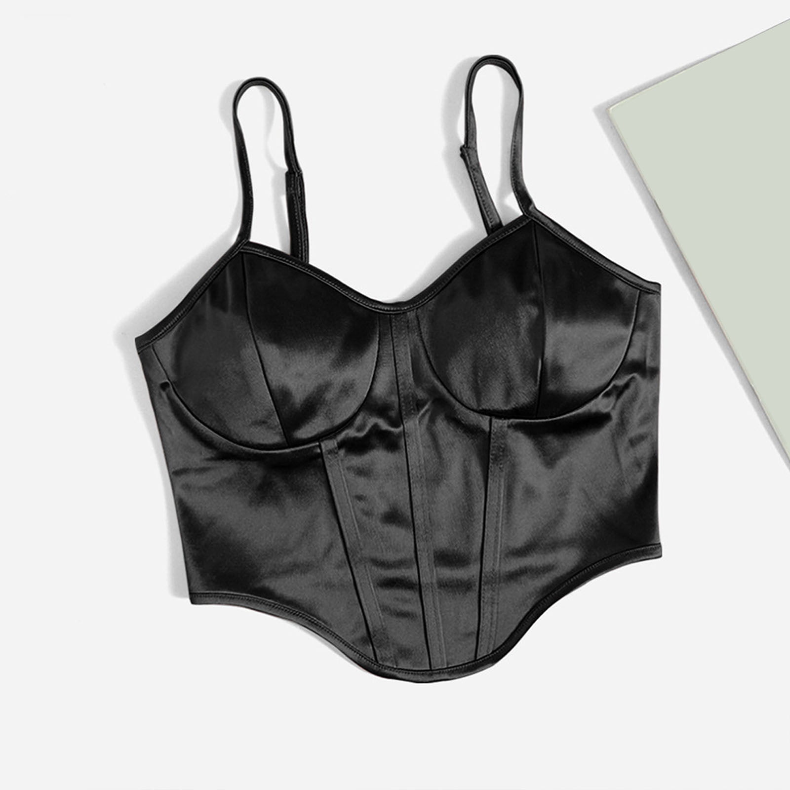 Yieetim Black Tank Top for Women Fashion Sexy Revealing Chest Corset ...