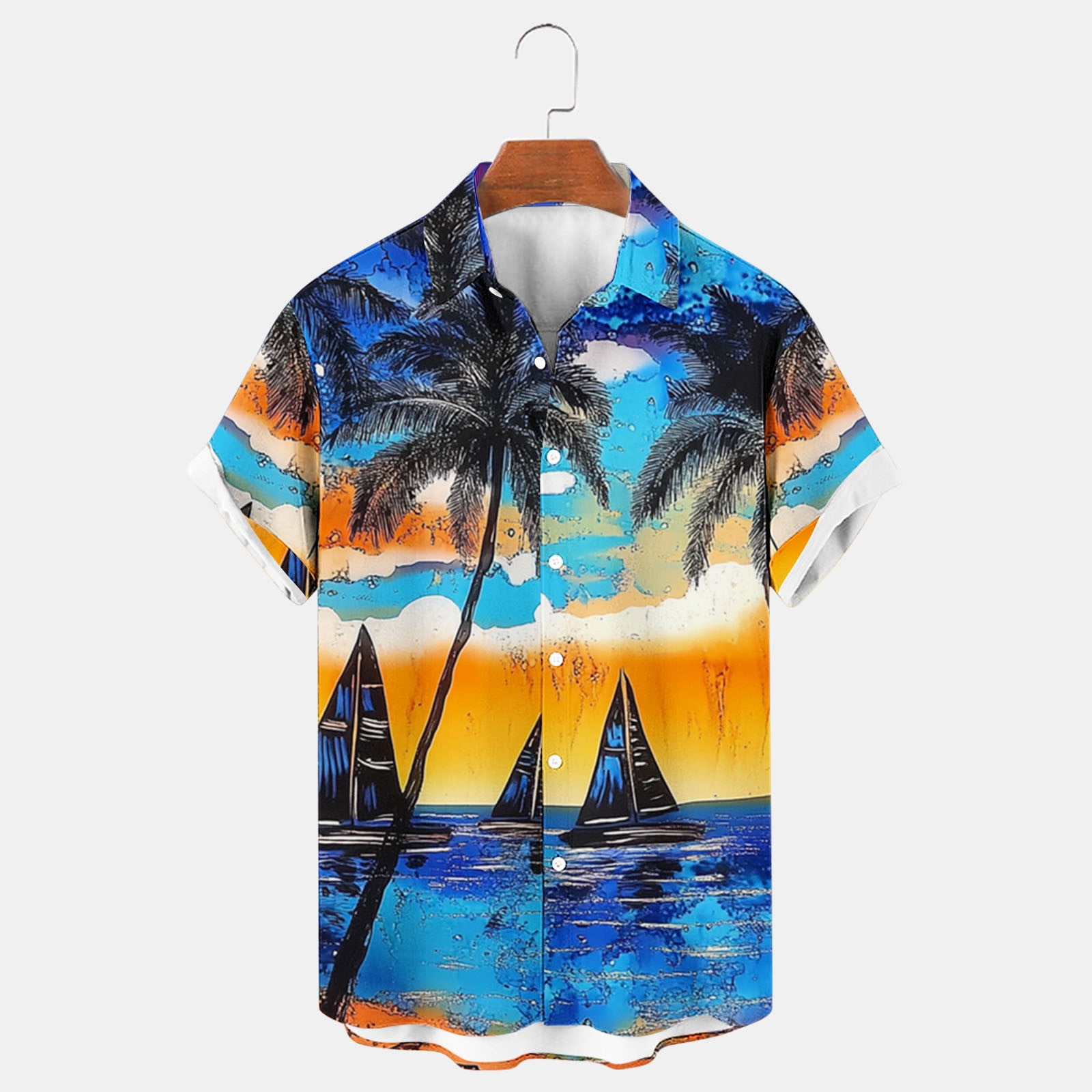 Yieetim Mens Swim Shirts, Tropical Holiday Summer Beach Short Sleeve ...