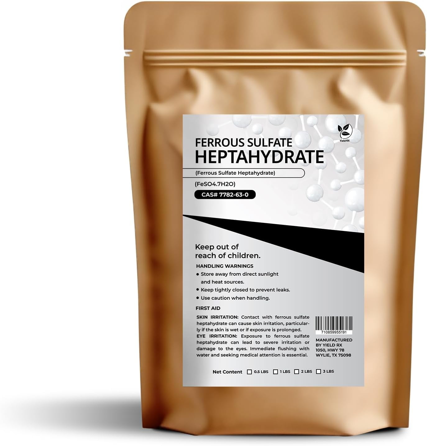 Yield RX Ferrous Sulfate Heptahydrate (FeSO4·7H2O) - Chemical (0.5lb ...