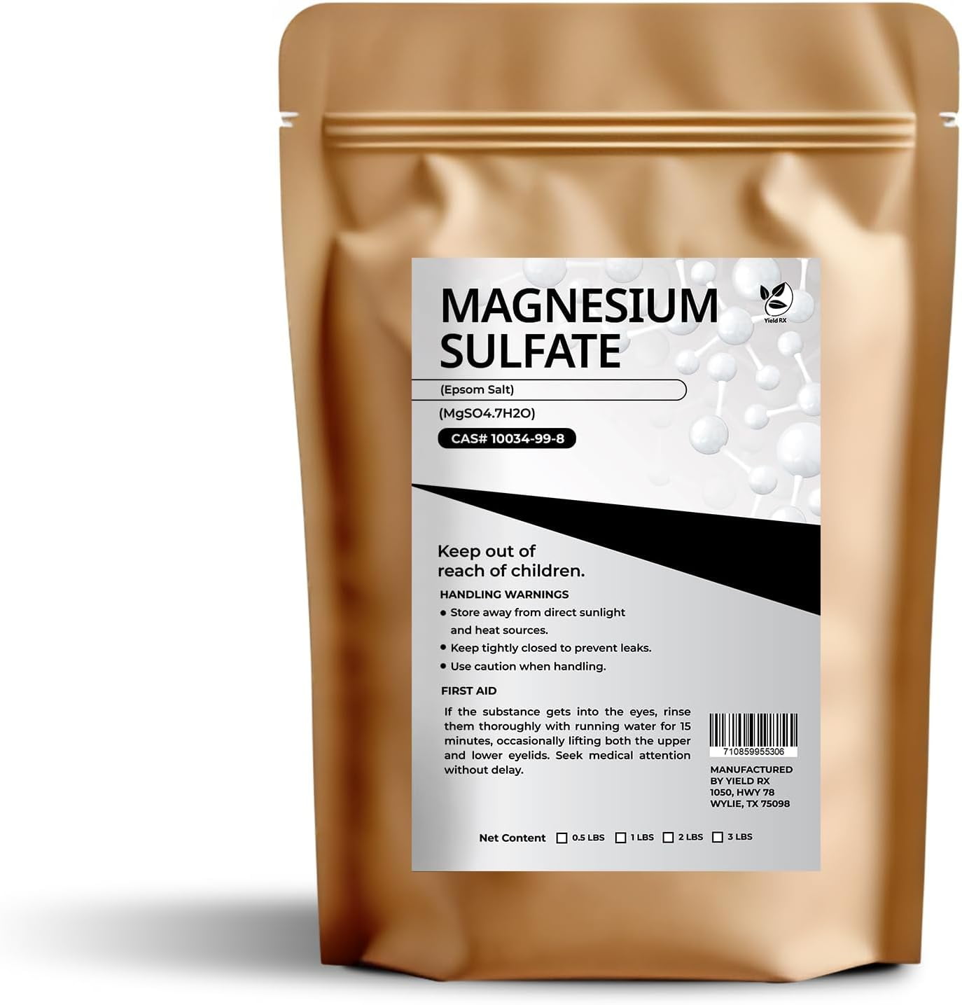 Yield RX Magnesium Sulfate (Epsom Salt) (MgSO4·7H2O) - Chemical (2lb ...