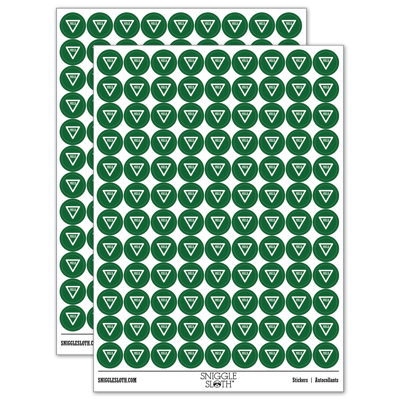 Yield Sign 200+ Round Stickers - Dark Green - Gloss Finish - 0.50" Size ...