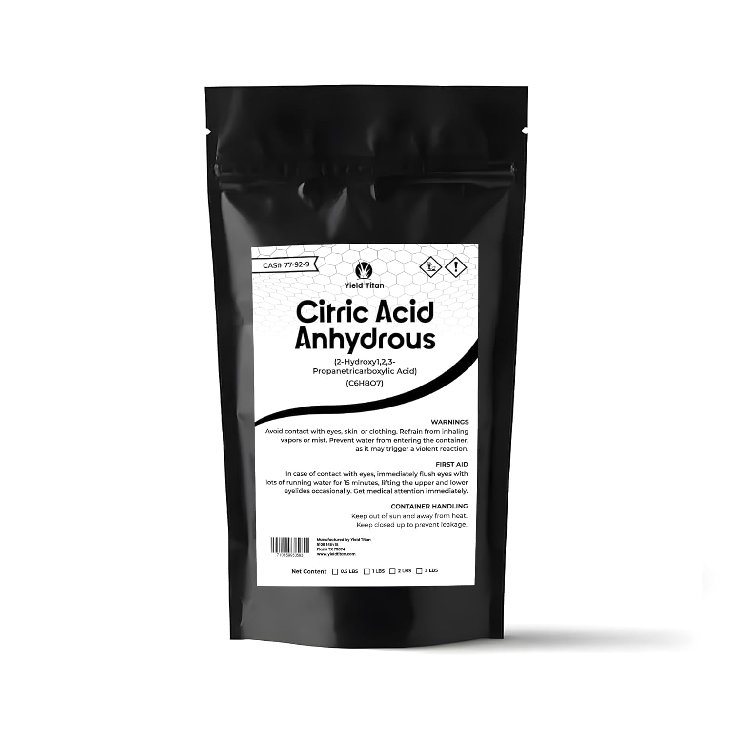 Yield Titan Citric Acid Anhydrous (2-Hydroxy-1,2,3-Propanetricarboxylic ...
