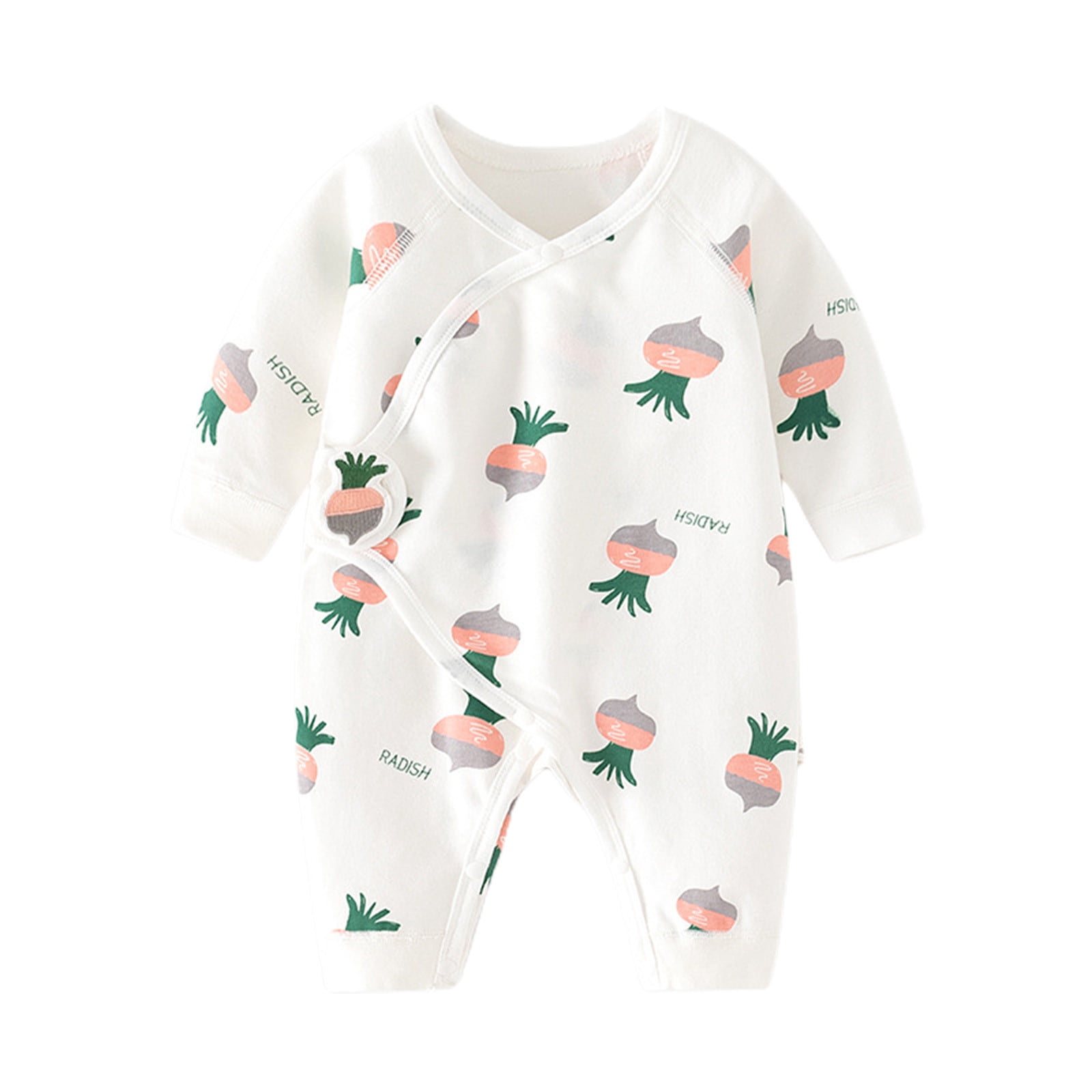 Yievot Newborn Baby Girls Boys Bodysuit Cute Printed Long Sleeve Button ...