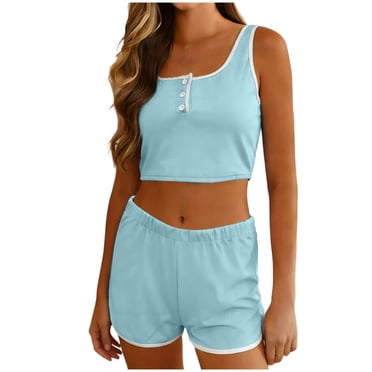 Yievot Cute Pajamas for Women Set Crop Cami Tops and Shorts Summer Pj ...