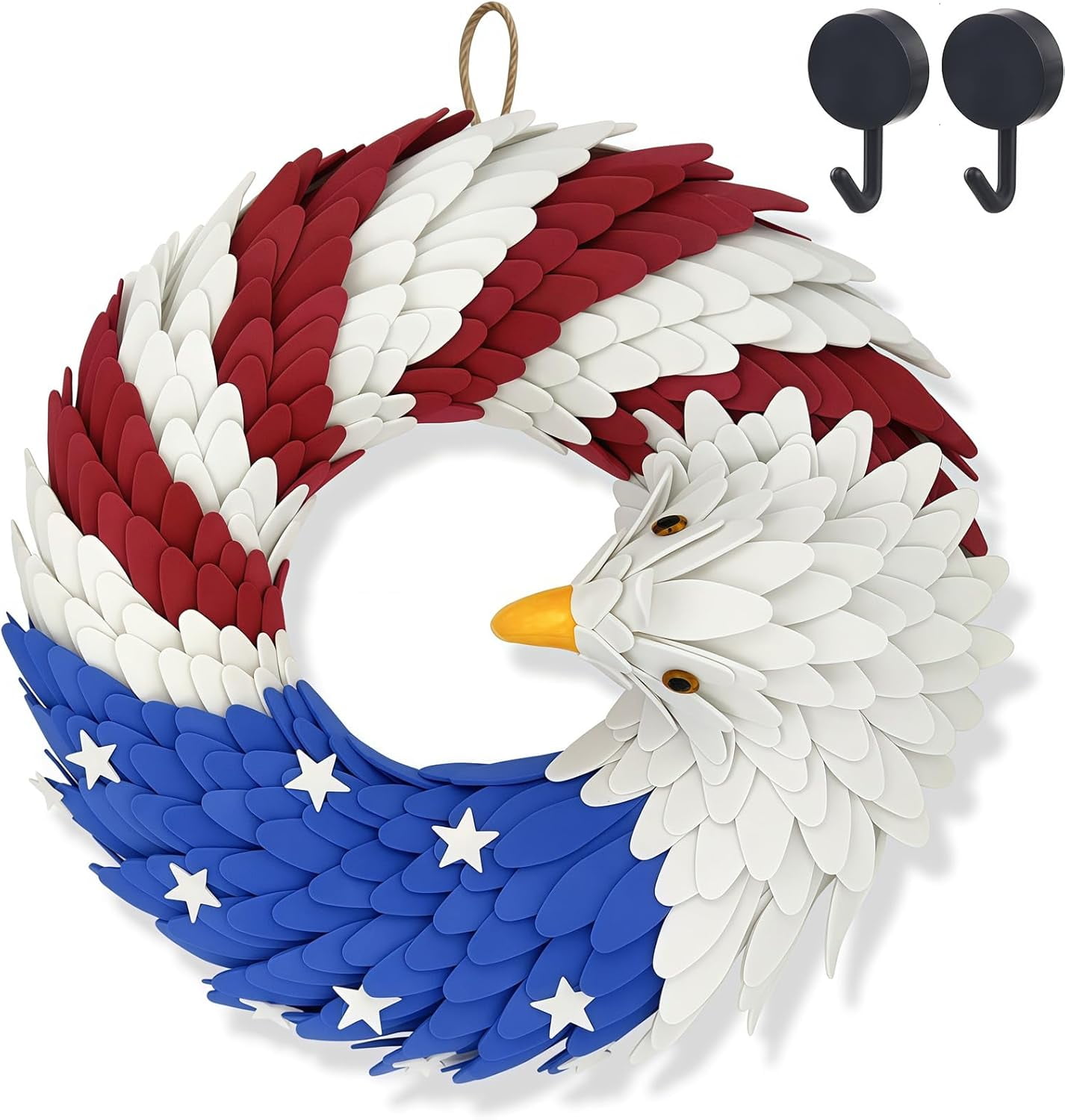 Yifare Brave Wings Wreath, Outdoor Weatherproof Eagle Flag, Wreaths for ...
