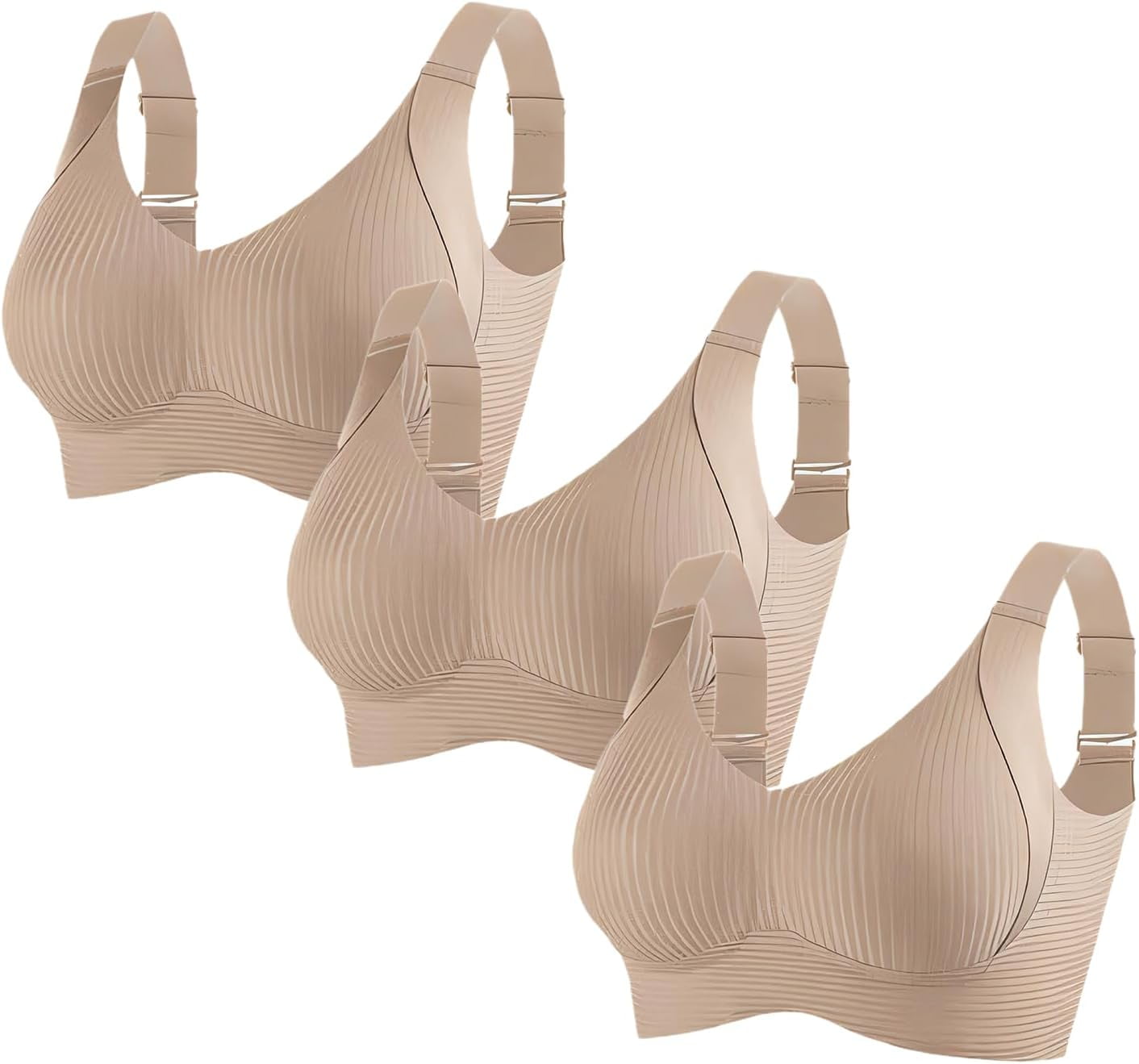 Yifare Invisible Lift Bra, Women's Solid Color Four Rows Adjustable ...