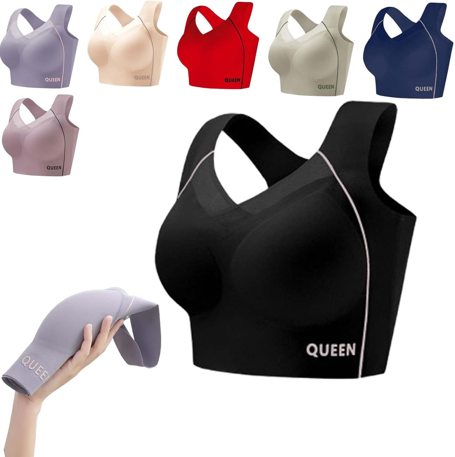 Yifare Invisible Lift Bra, Women's Solid Color Four Rows Adjustable ...