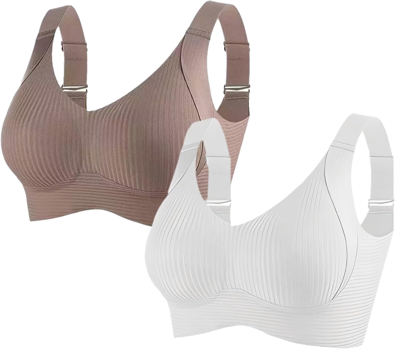 Yifare Invisible Lift Bra, Women's Solid Color Four Rows Adjustable Wireless Bra, Enhanced W ...