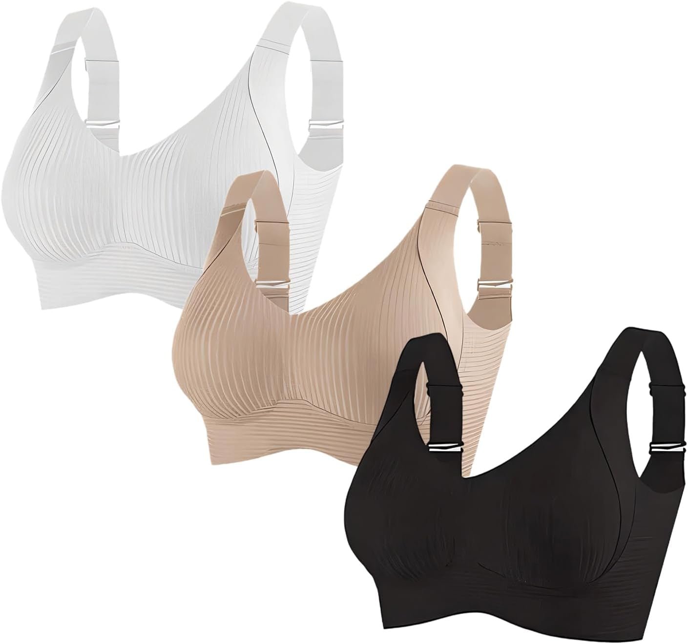 Yifare Invisible Lift Bra, Women's Solid Color Four Rows Adjustable ...