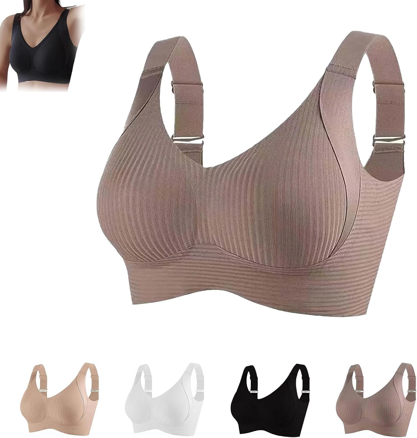 Yifare Invisible Lift Bra, Yifare Bras for Women, Solid Color Four Rows ...