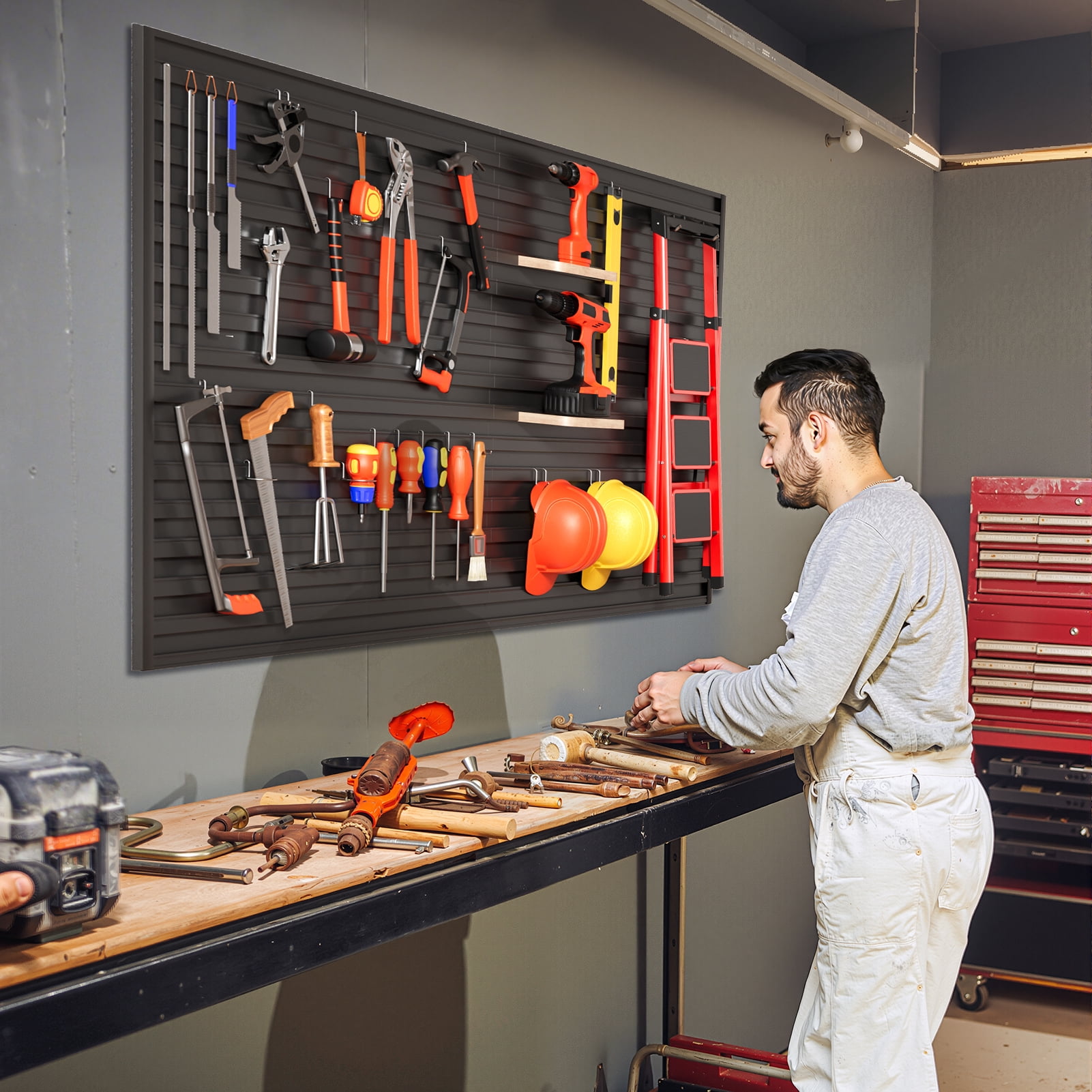 Yifeus Slatwall Panels 8ft x 4ft Wall Storage Organizer 32 sqft PVC ...