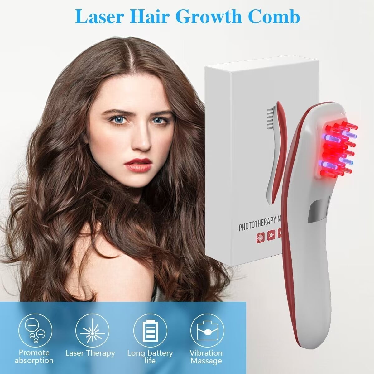 Yiget Laser Scalp Massager Comb, Hair Growth Comb Electric, Red Blue ...