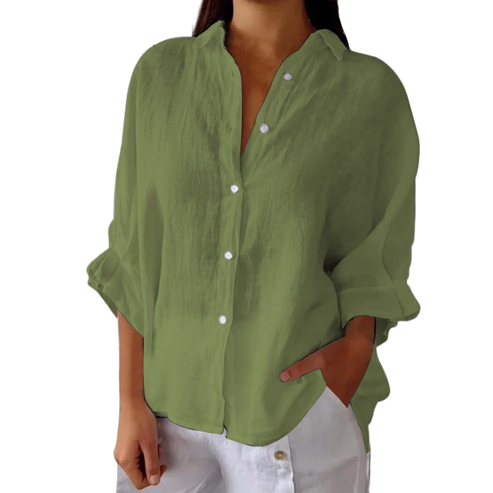 Yigetop Oversized Button Down Shirts for Women, Women’S Retro Button ...