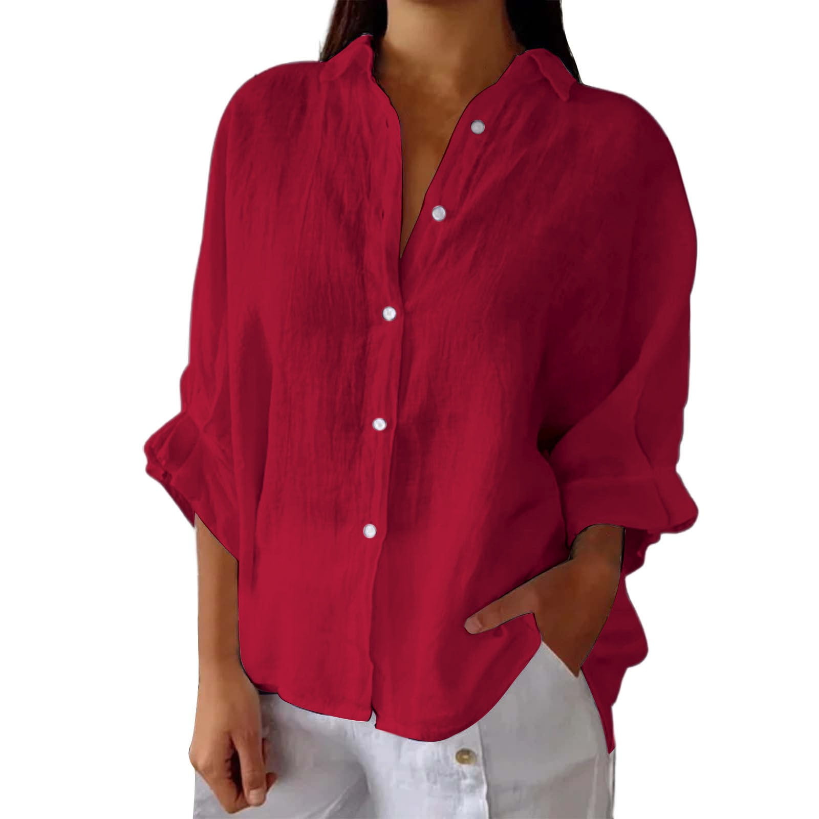 Yigetop Oversized Button Down Shirts for Women, Women’S Retro Button ...