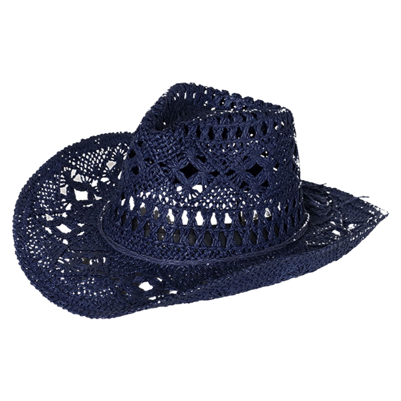 Yigetop Straw Cowboy Hat Fashion Lady Foldable Casual Cap Wide Sun ...
