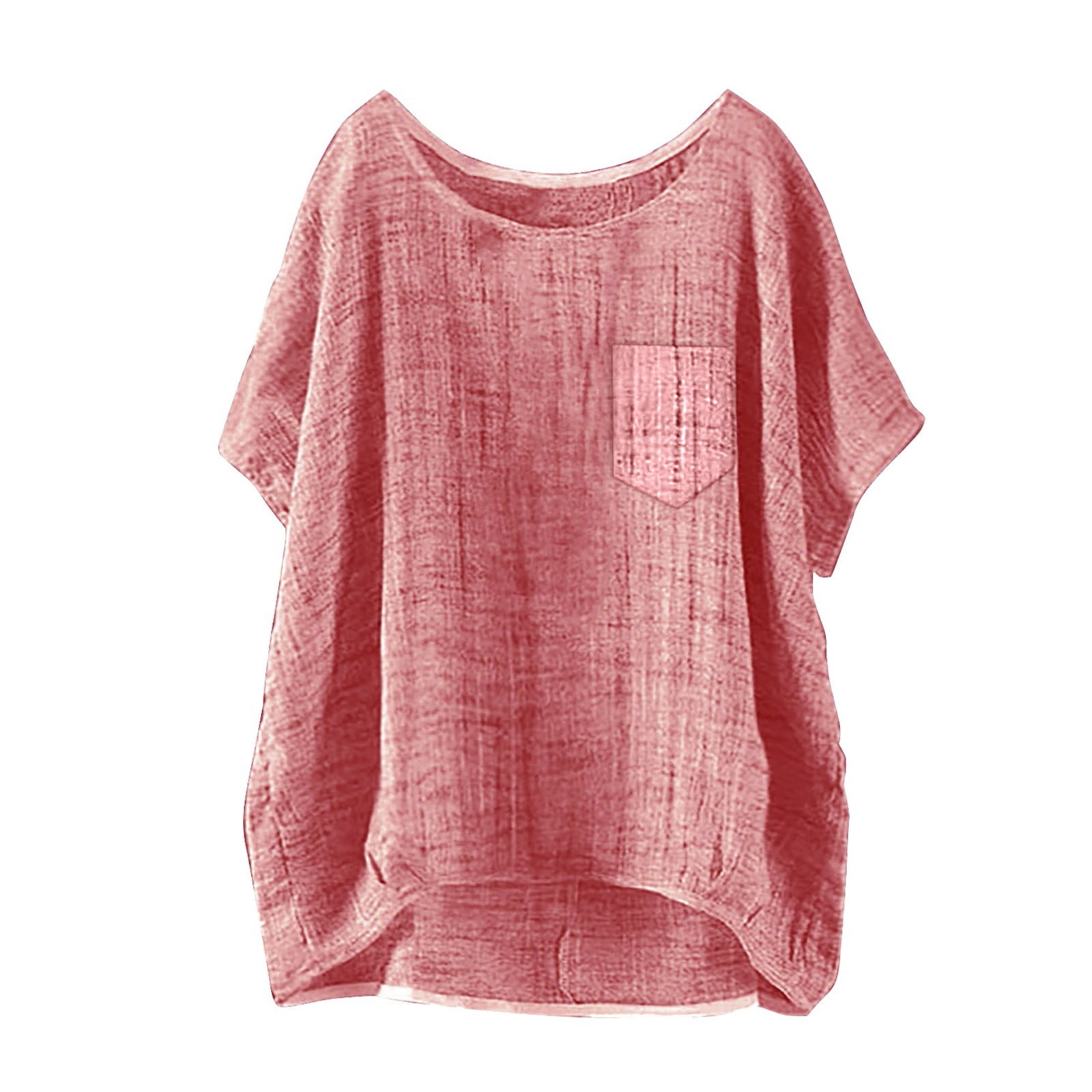 Yigetop Womens Linen Tops Women's Summer Short Sleeve Solid Casual ...