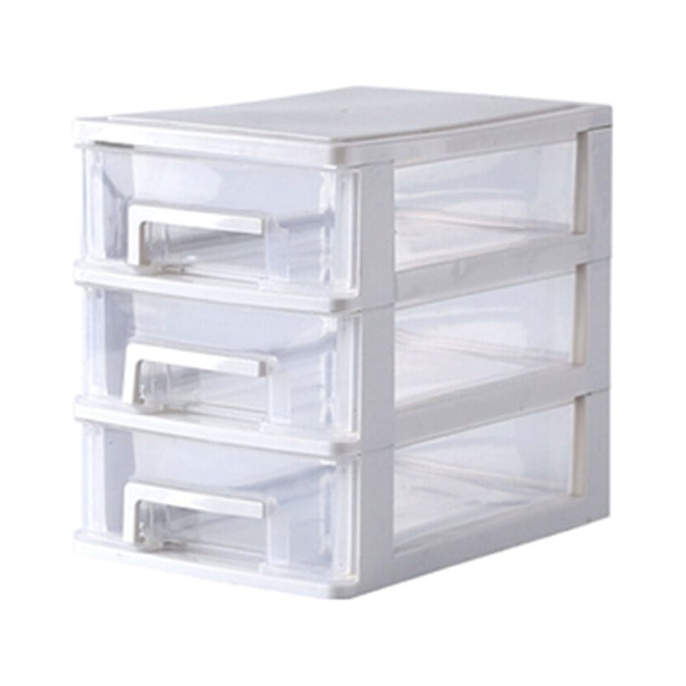Yiho Gatuida 3 Drawer Desktop Organizer, Clear Plastic Box, White ...