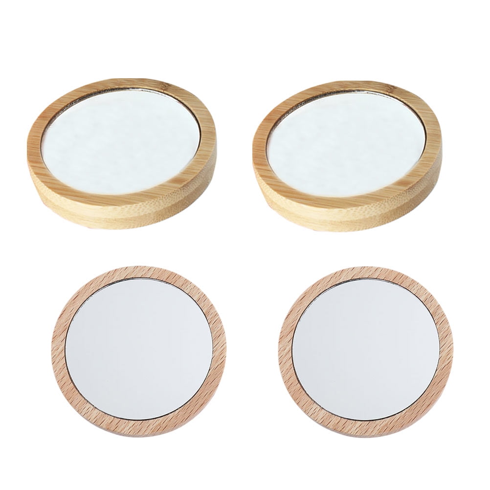 Yiho Vintage Wood Compact Mirror Mini: Small Round Glass Mirror Circles ...