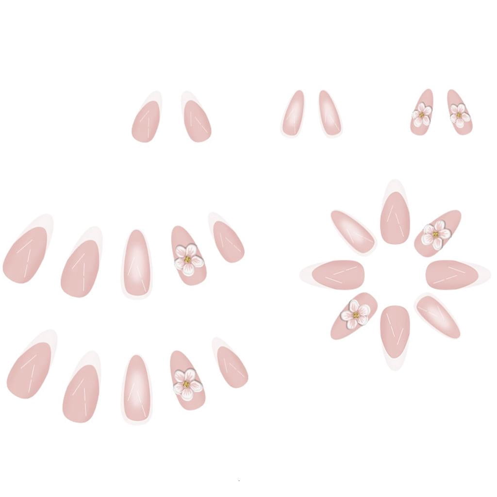 Yihuala Almond Glossy Fake Nails Stick on Nails in 12 Sizes,24Pcs ...