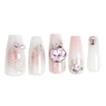 Yihuala Full Cover Tips Rhinestone False Nails Long Ballerinas Stick On ...