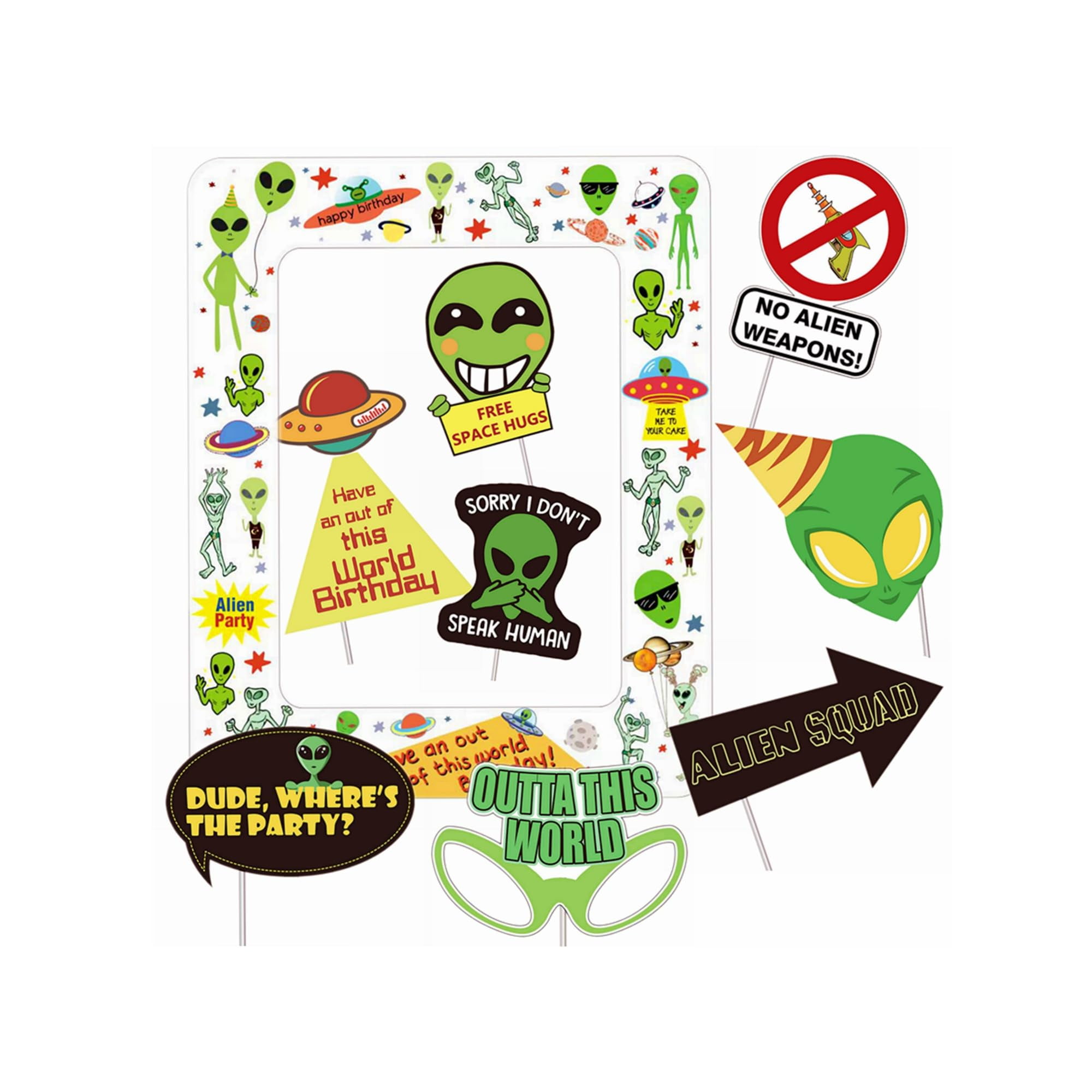 YiiiGoood Alien Inflatable PriNst Photo Booth Selfie Frame & Photo Set ...