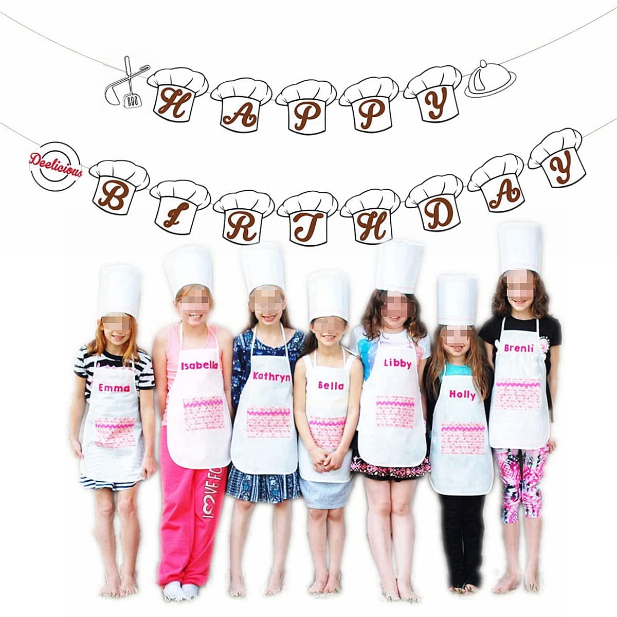 YiiiGoood Dee-licious Chef Cooking Birthday Banner Little Chef Hat ...