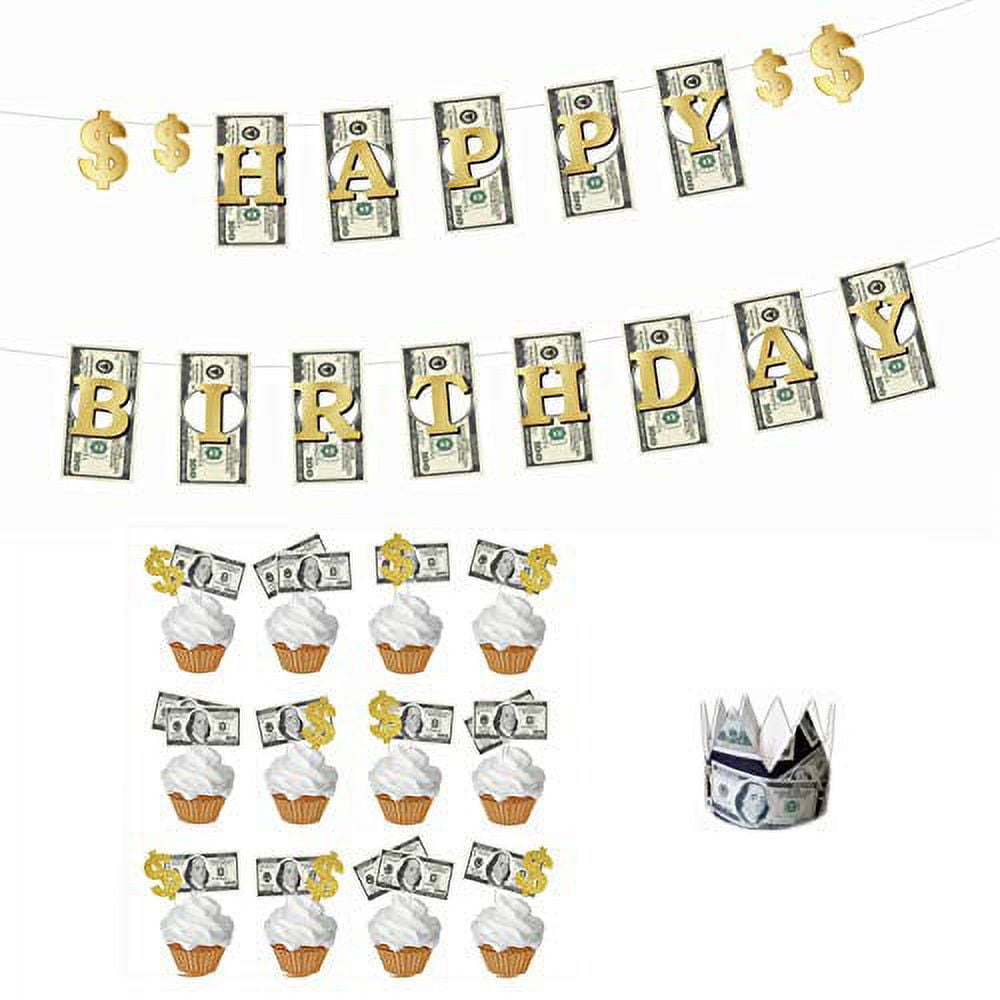 YiiiGoood Money Theme Decoration KIT Bill Dollar Signs Birthday Banner ...