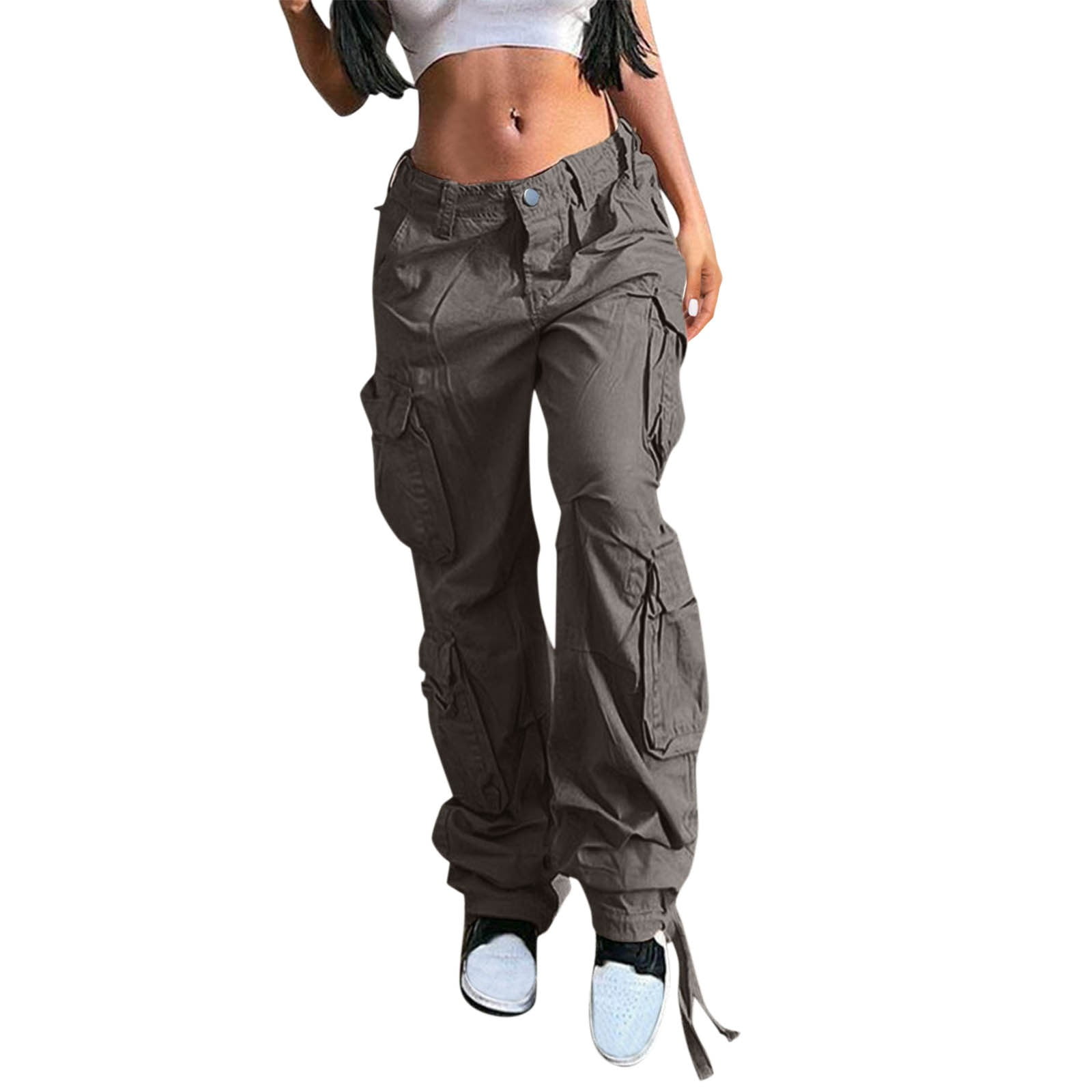 Yijiekai Wide Leg Jeans Woman Women High Waist Baggy Cargo Pants Cargo
