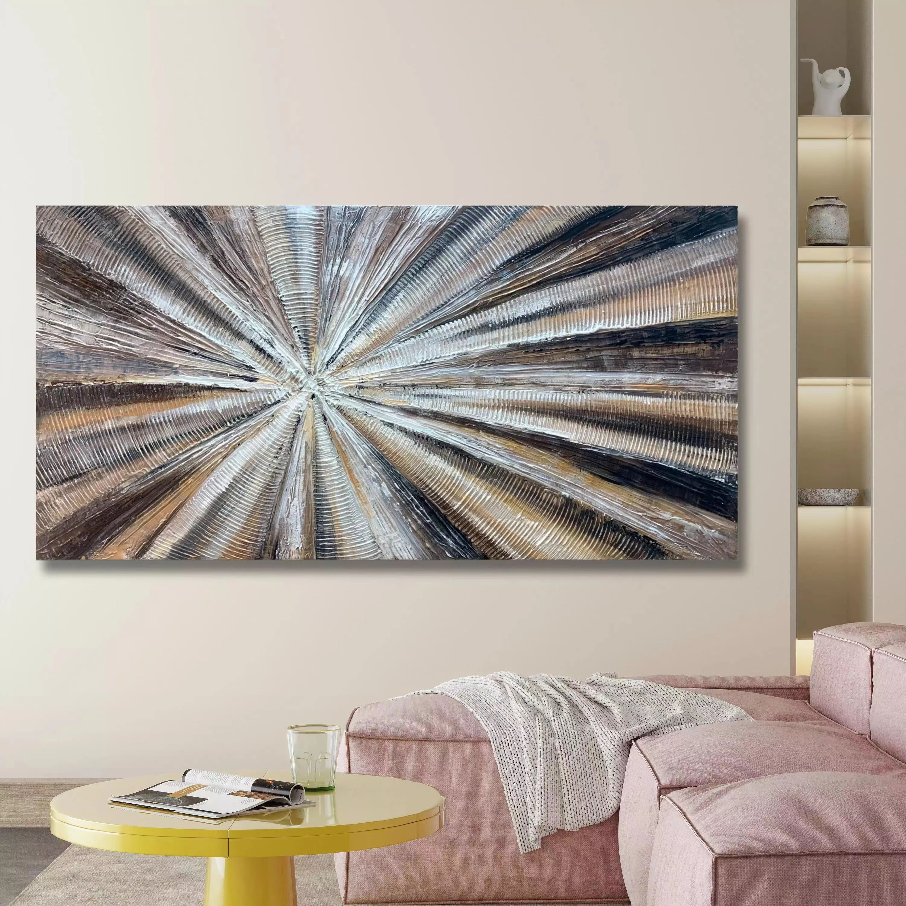 Yika Art Canvas Paintings Abstract Wall Art 24''x48'' Thick Texture ...