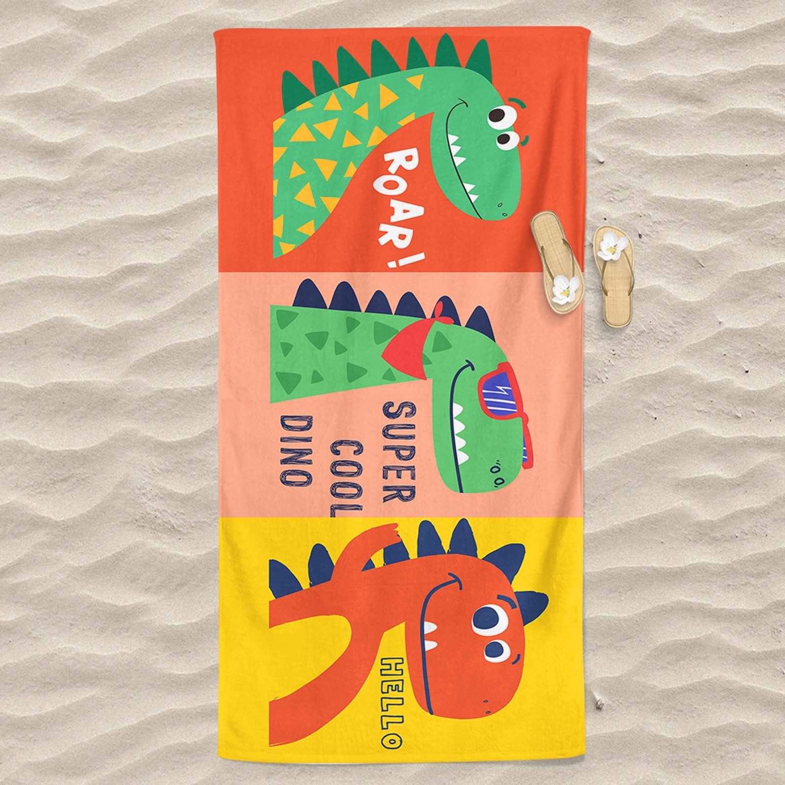 Yika Beach Blankets Beach Towel Fine Fiber Dinosaur Color Printing ...