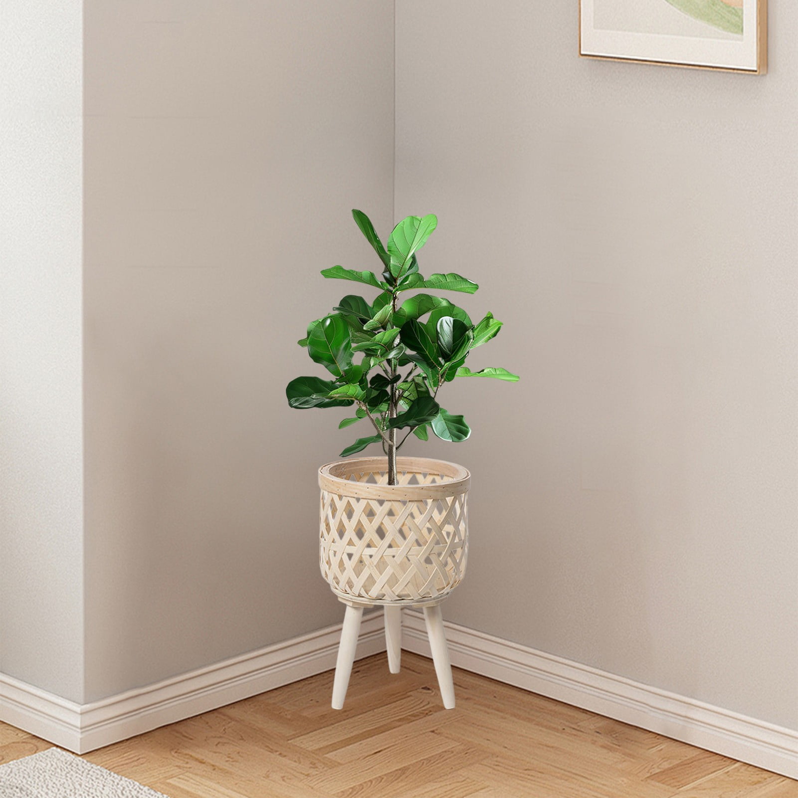 Yika Rattan Flower Stand Triangle Plant Stand Succulent Storage ...